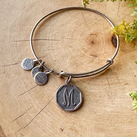 Alex and Ani | Jewelry | Alex And Ani Silver Letter M Initial Charm Bangle Bracelet 26 | Poshmark